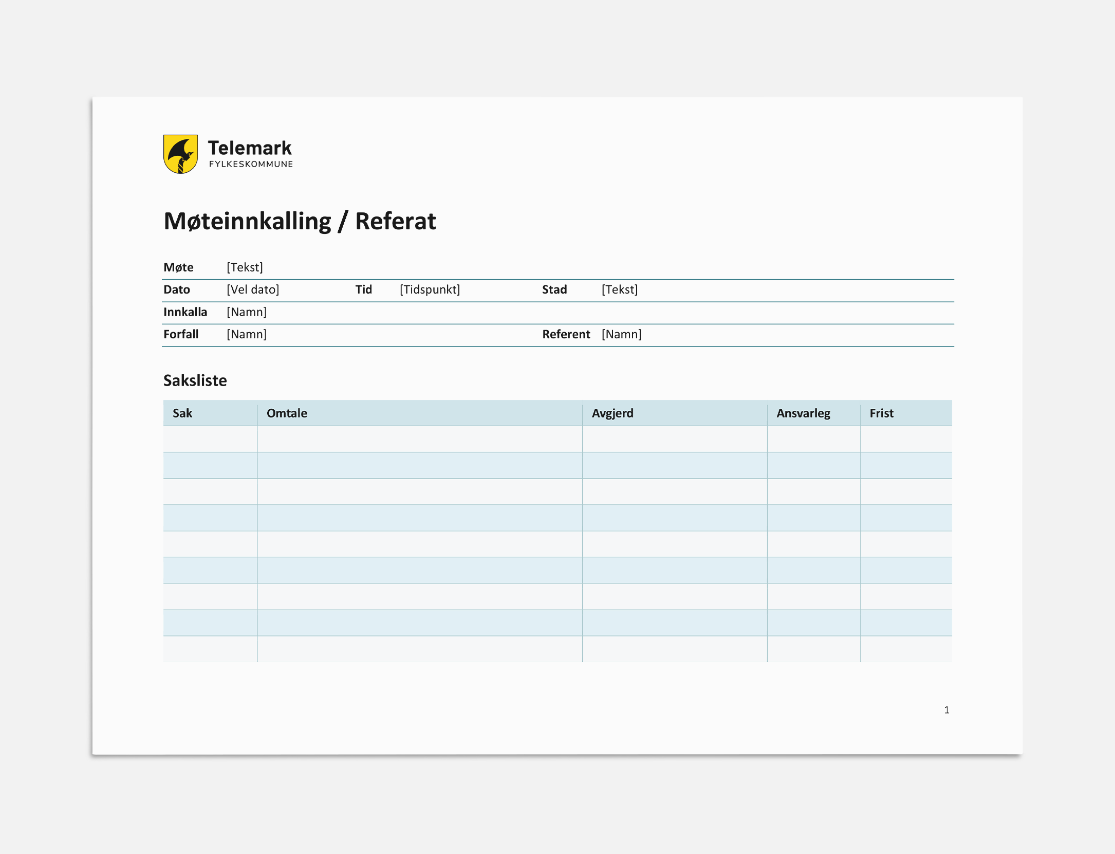 Word enkel mal, rapportmal og referat - Telemark fylkeskommune